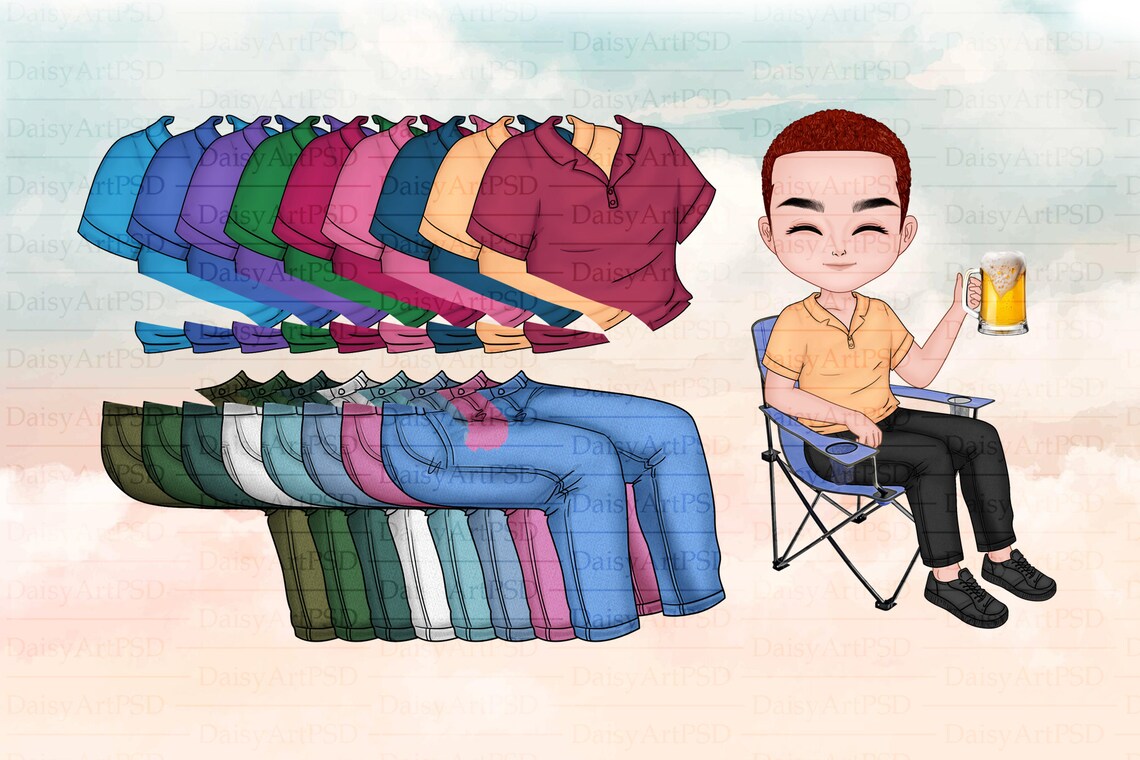 Camping Man Chibi Clipart. Camping Buddy. Summer Fashion. - Etsy