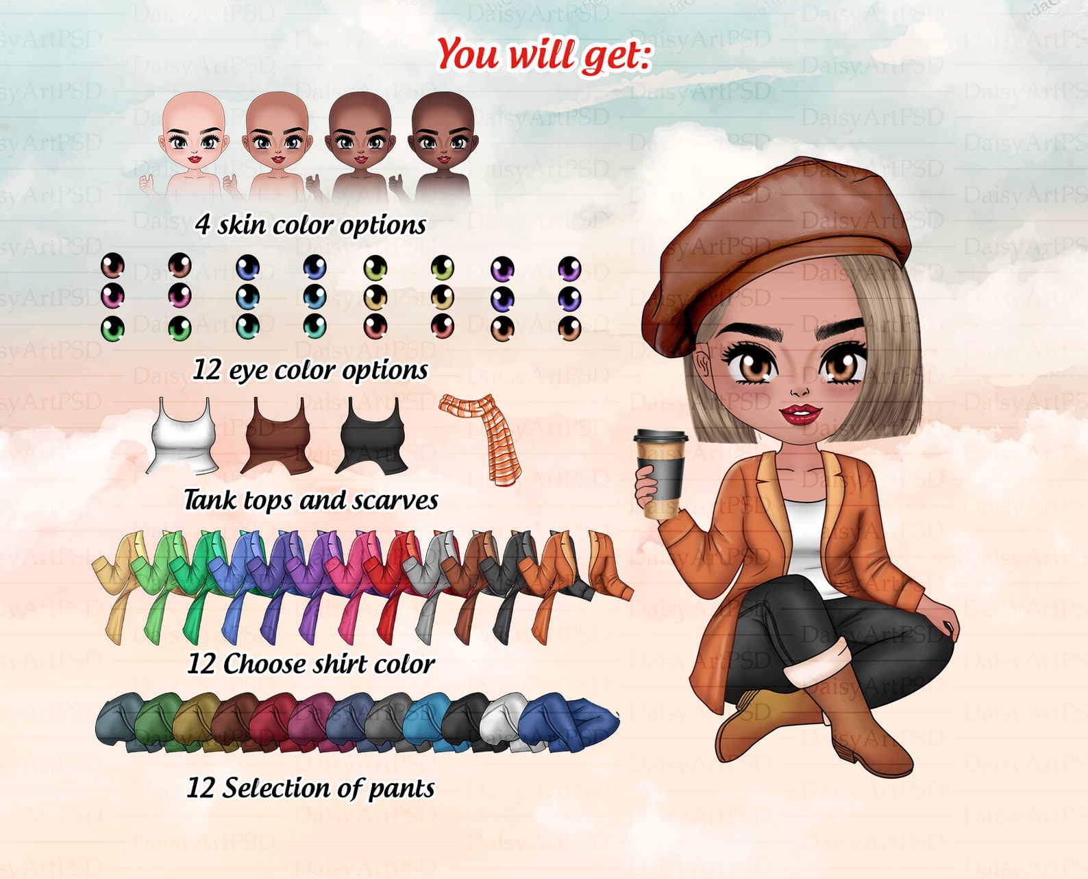 Autumn Girl Collection Chibi Clipart Fall Best Friends - Etsy