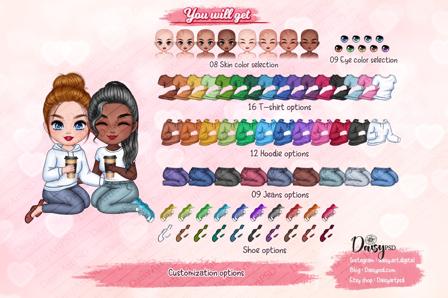 Best Friends Chibi Clipart, Soul Sisters PNG (digital Download) - Etsy