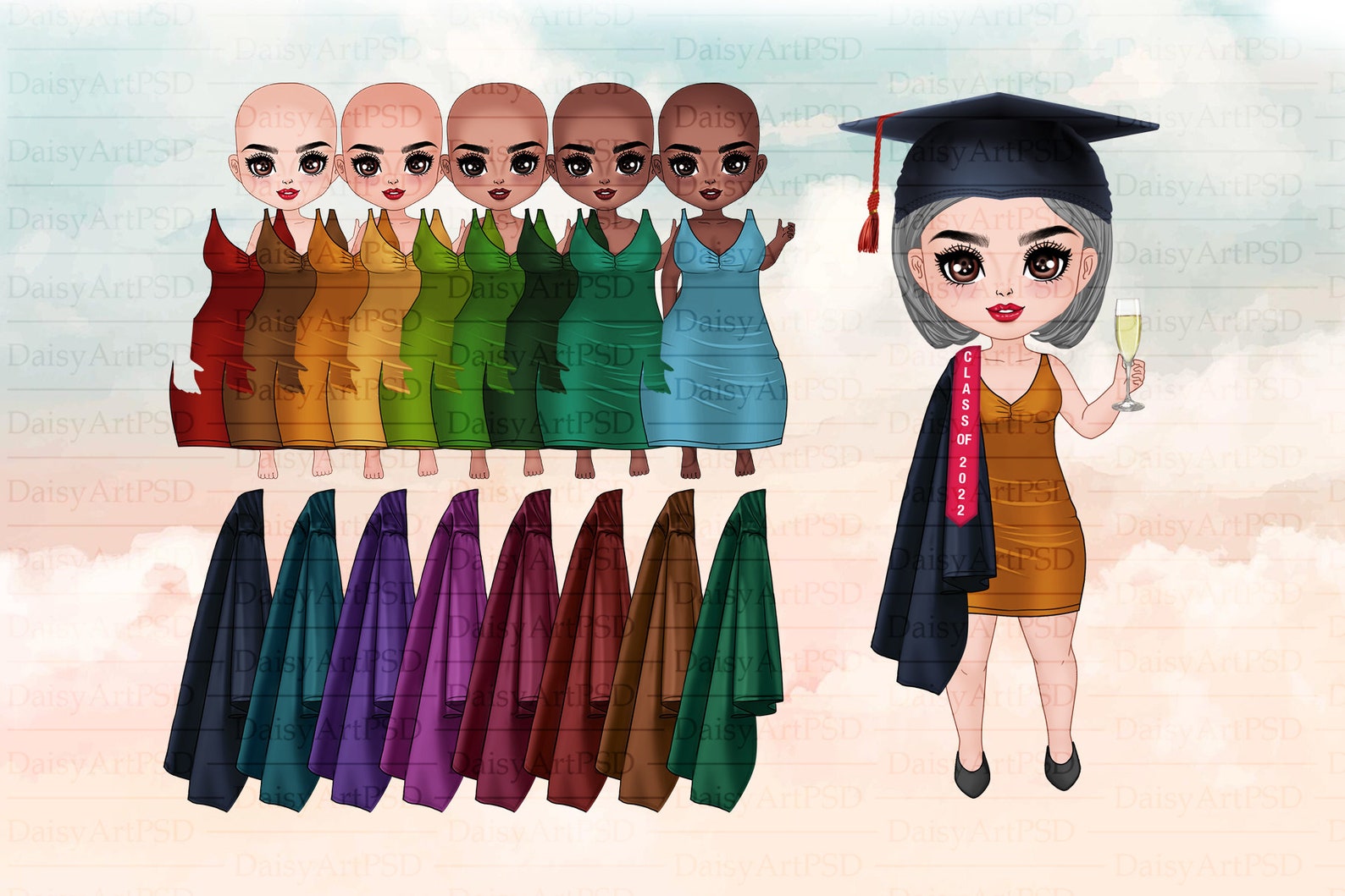 Graduation Chibi Clipart, Graduating Cute Girls, Graduations Hat ...