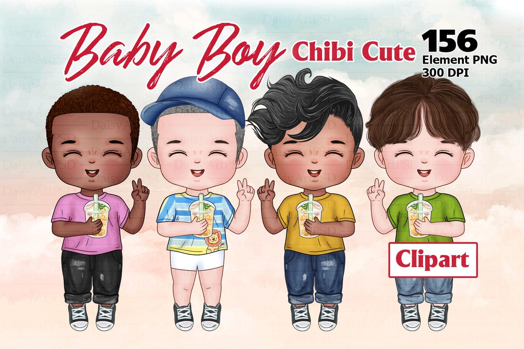 Children Clipart, Boys Chibi Cute, Kids Clipart, Children Boy Clipart ...
