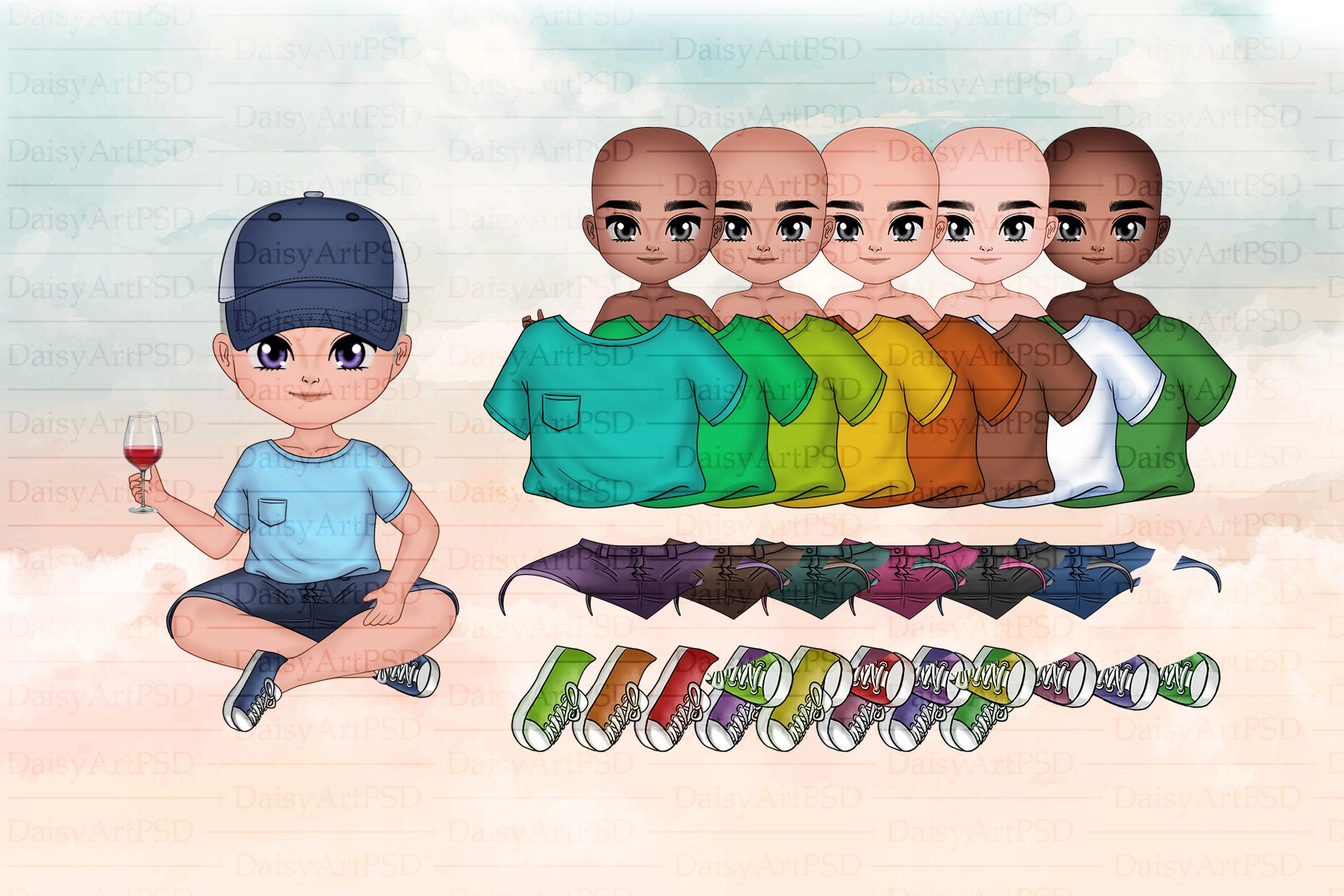 Summer Picnic Chibi Clipart. Boys Chibi. Summer Fashion. Best - Etsy