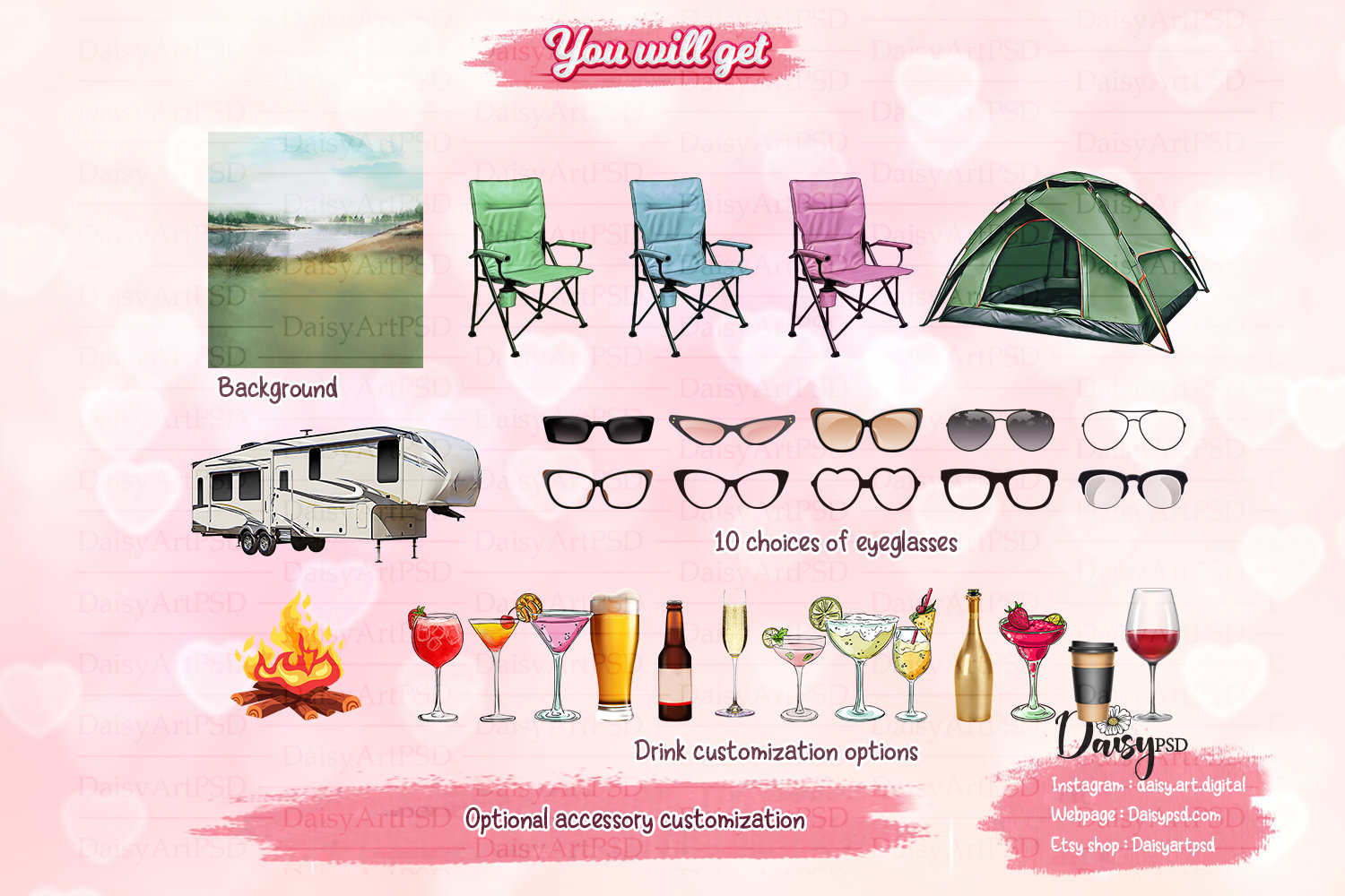 Happy Camping Clipart: Friends & Couple, Outdoor Adventure (digital ...