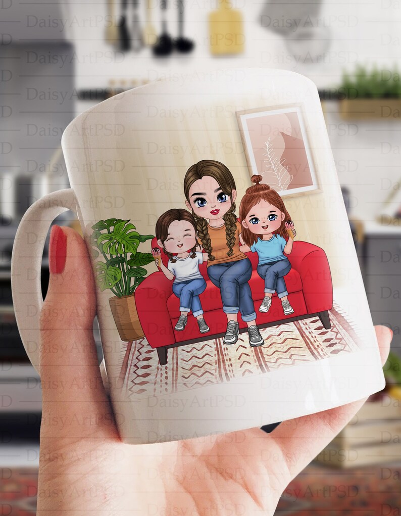 Mother and Daughter Chibi Clipart Mother and Little - Etsy