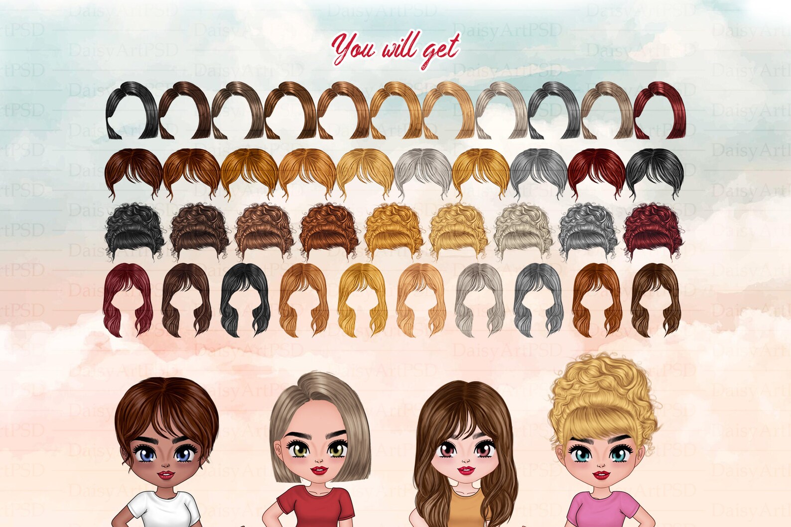 Best Friends Chibi Cute Clipart Soul Sisters Funny Sisters - Etsy