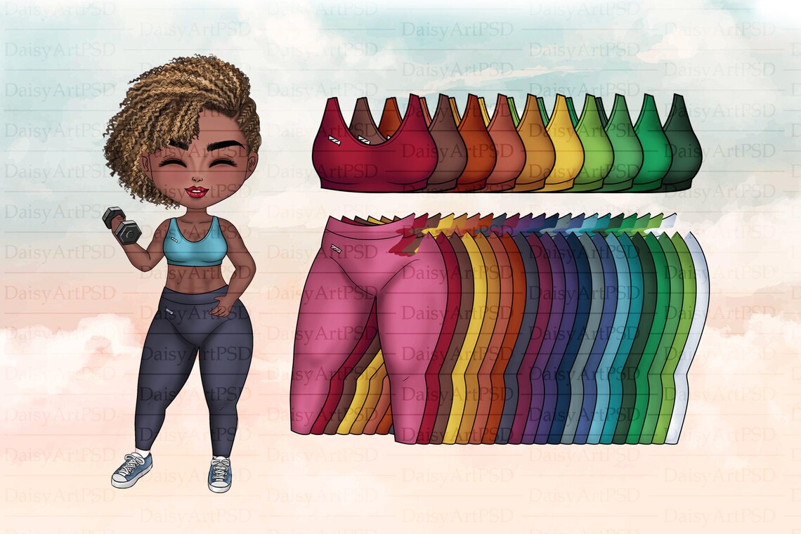 Gym Girls Chibi Clipart Sport Girl Best Friends Fitness | Etsy