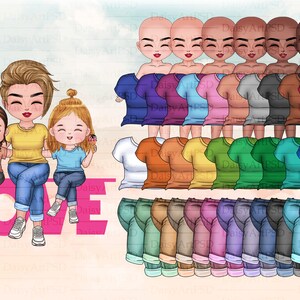 Mother and Daughter Chibi Clipart Mother and Little - Etsy