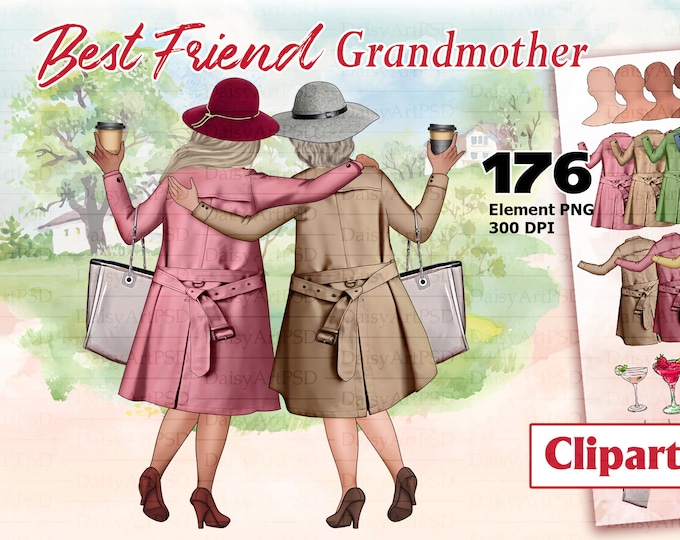 Grandmother Chibi, Best Friends Old Ladies Clipart, Besties Clipart ...