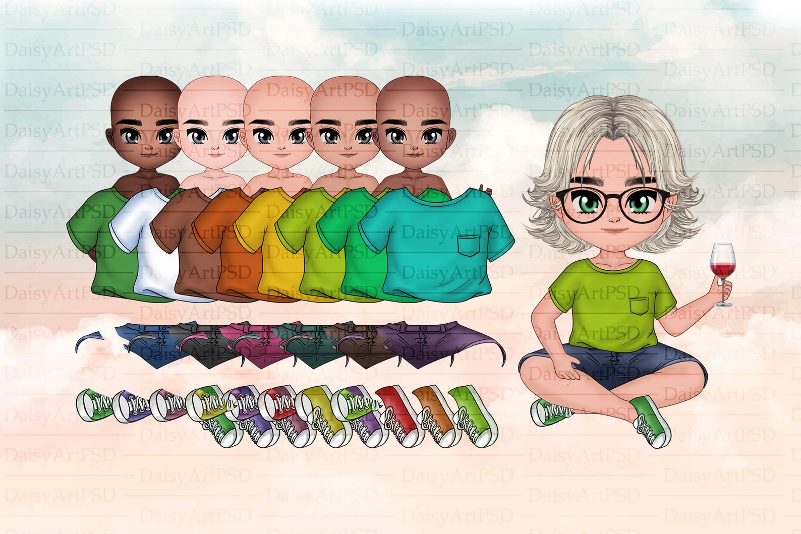 Summer Picnic Chibi Clipart. Boys Chibi. Summer Fashion. Best | Etsy