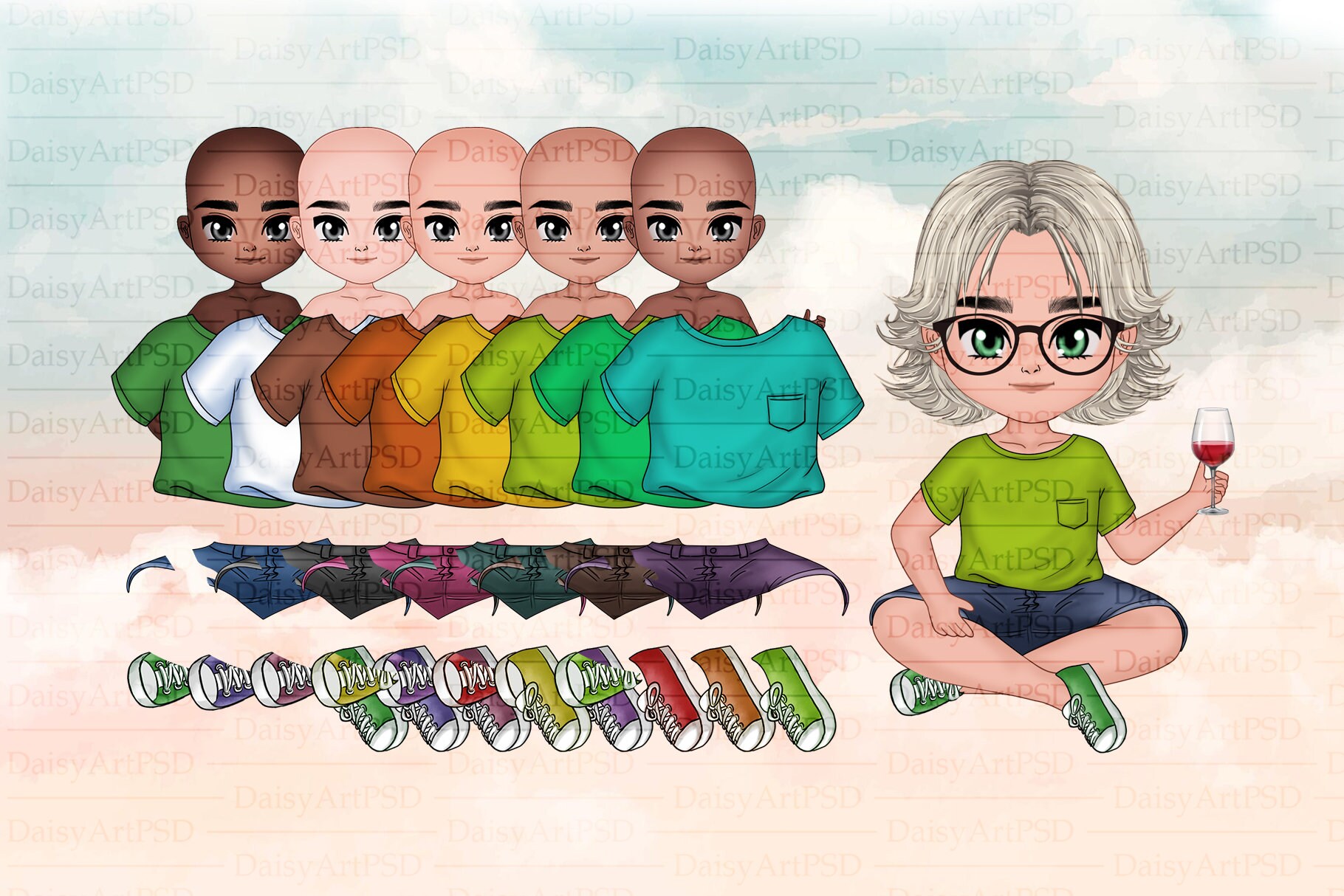 Summer Picnic Chibi Clipart. Boys Chibi. Summer Fashion. Best - Etsy