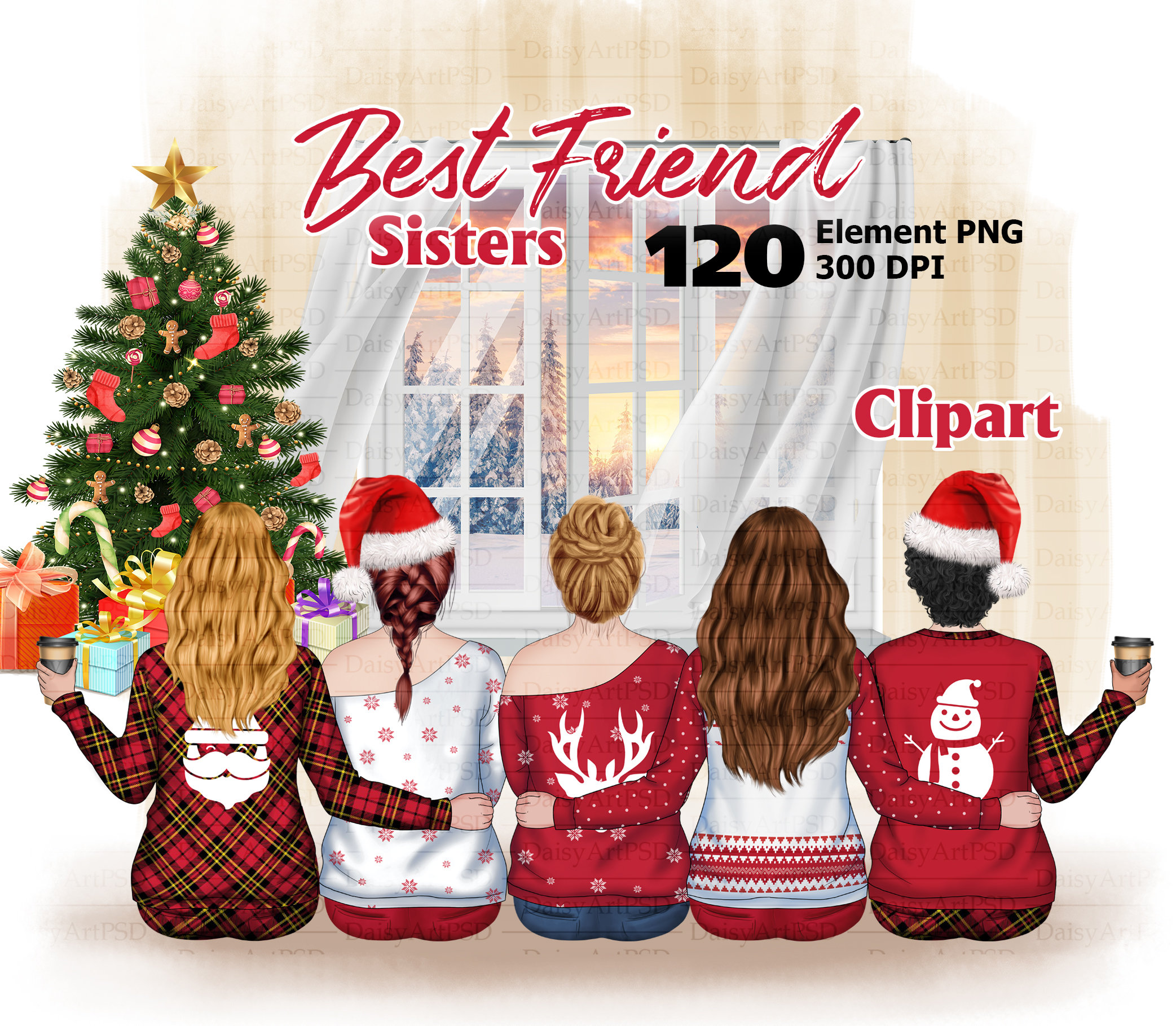 Christmas Best Friends Clipart besties Clipart | Etsy Canada