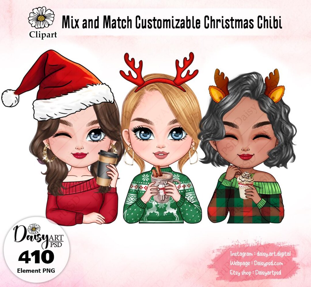 Christmas Best Friends Clipart, Besties Clipart, Family Clipart, Xmas ...