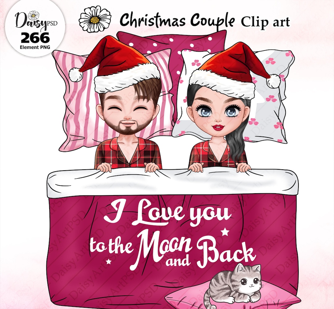 Cuddling Couple Chibi and Cat Clipart, Holiday Portrait Maker ...