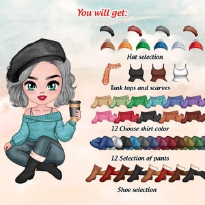 Autumn Girl Collection Chibi Clipart Fall Best Friends - Etsy