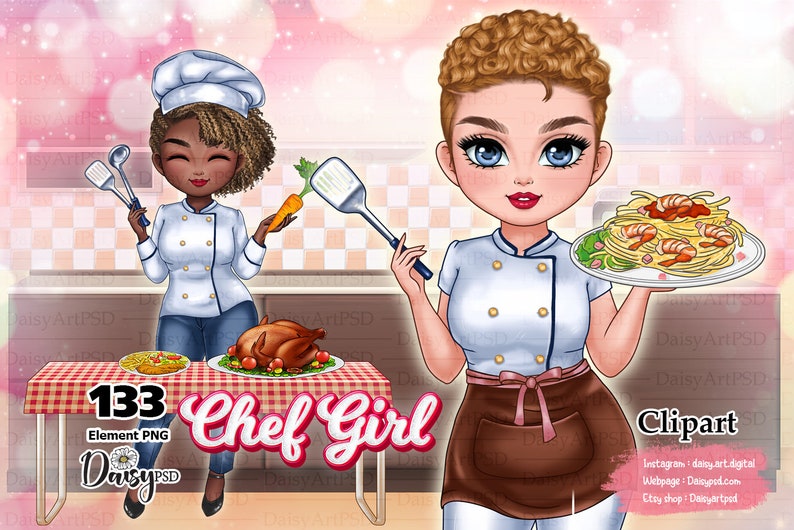 Chef Clipart Cook Clipart Girl Boss Female Chef Cooking - Etsy