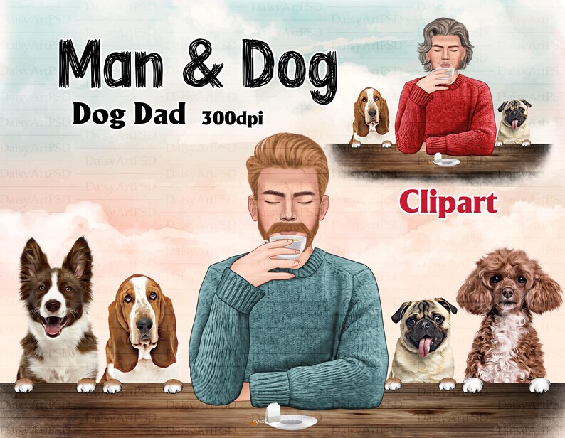 Best Friends Man and Dog Dog Dad Clipart Dog Lover Fashion - Etsy