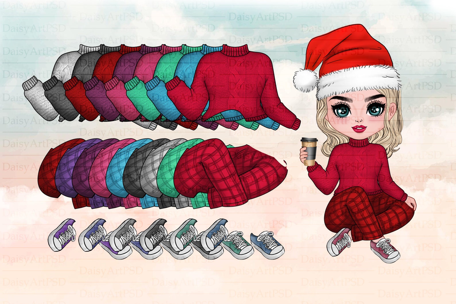 Best Friends Wool Pajamas Chibi Cute Clipart Besties - Etsy