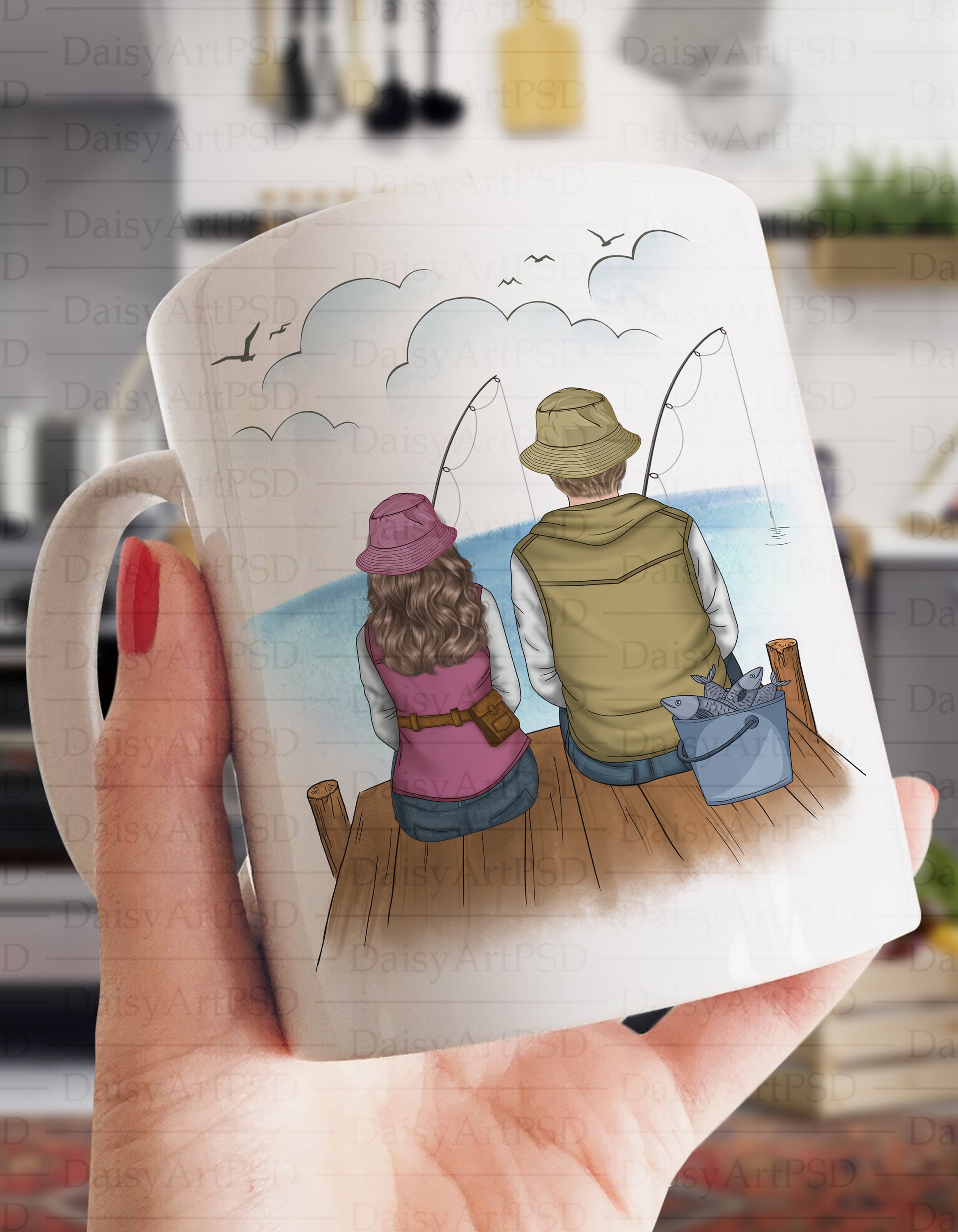 Fishing Couple Clipart Romantic Couple Fishing Family Set - Etsy Canada