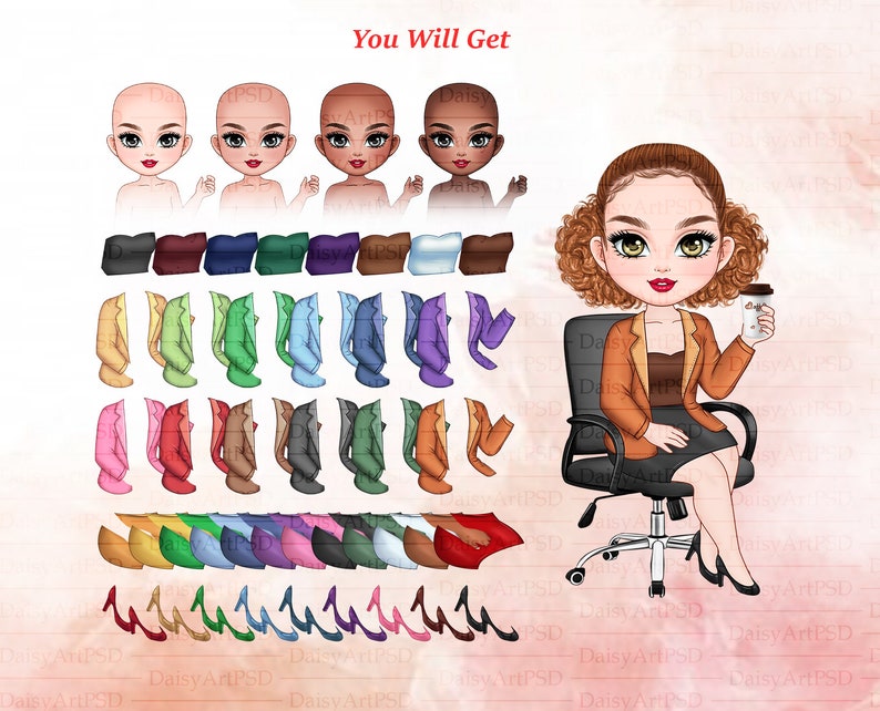 Office Girl Chibi Clipart: Business Woman PNG (digital Download) - Etsy