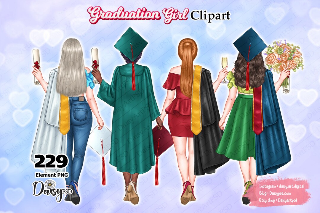 Graduation Girls Clipart, Graduation Day, Graduation Students ...