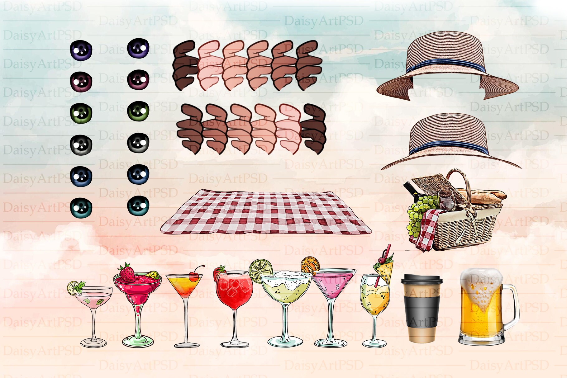 Picnic Girl Chibi Clipart. Summer Fashion. Best Friends. - Etsy