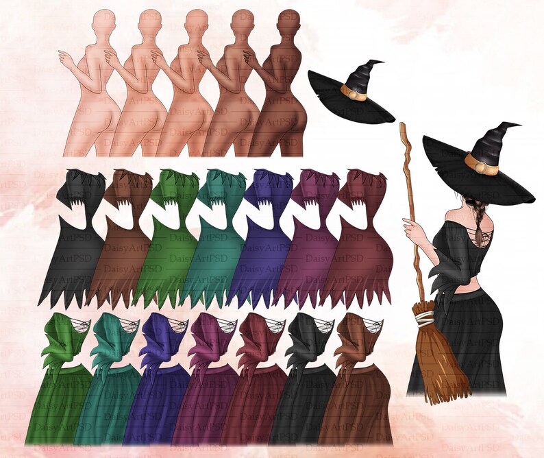 Halloween Witches Best Friend Clipart. Girl Holding a Broom. - Etsy