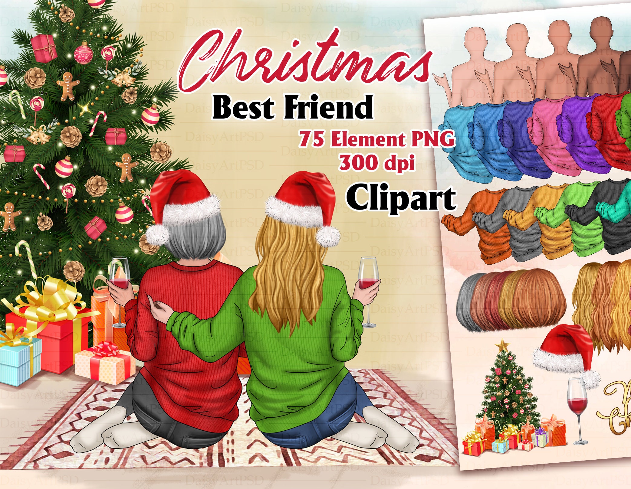 Christmas Girls Clipart: best FRIEND Clipart. - Etsy