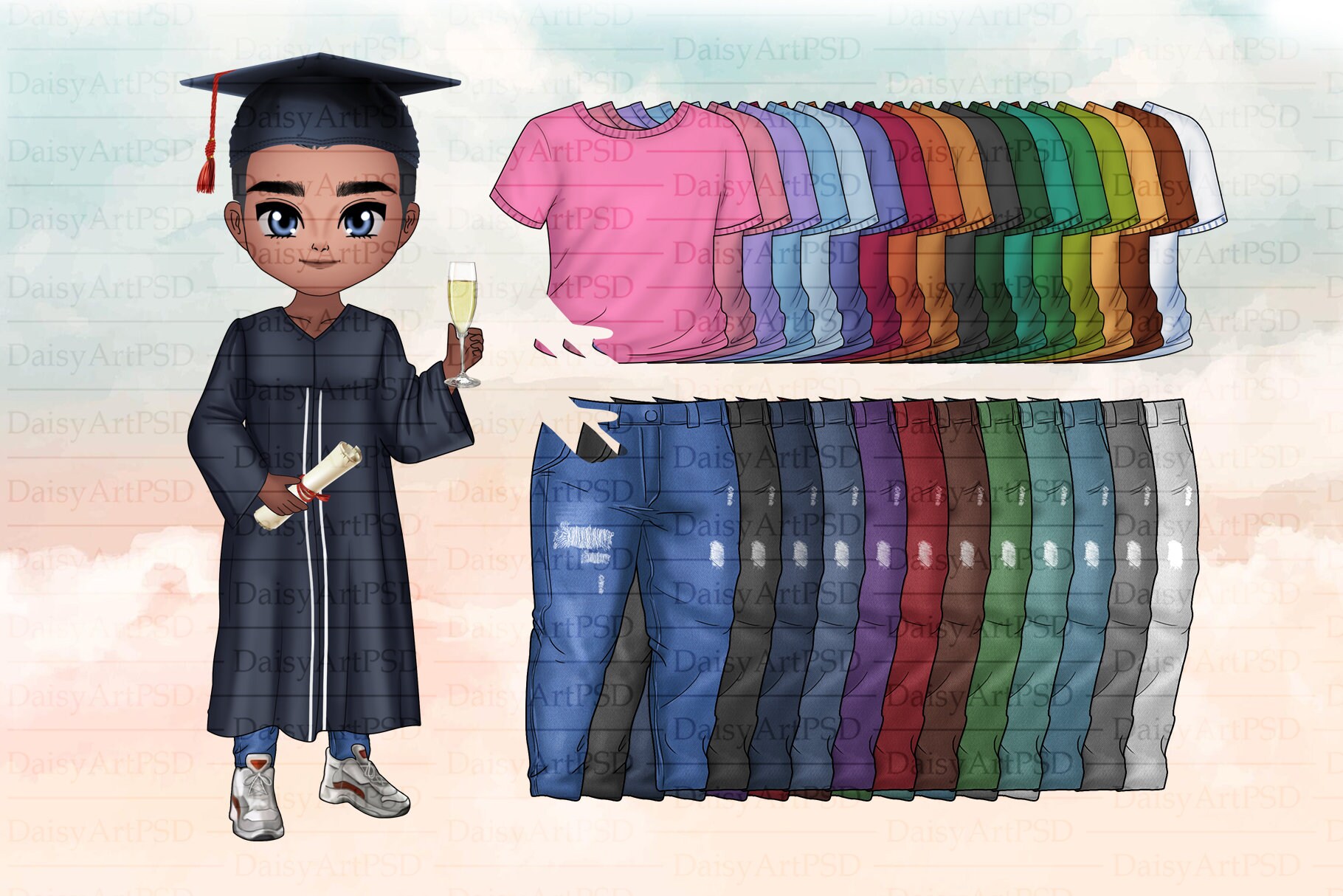 Graduation Chibi Clipart Graduating Cute Boys Graduations - Etsy