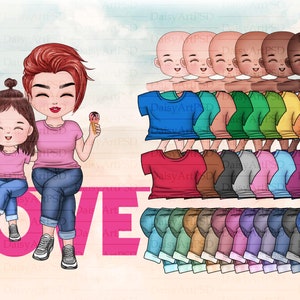 Mother and Daughter Chibi Clipart Mother and Little - Etsy