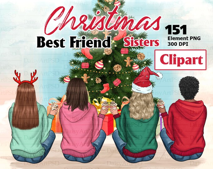 Christmas Besties Customizable Best Friends Clipart - Winter Custom ...
