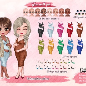 Pregnancy Clipart, Maternity Chibi Clipart, Mother Clipart, Pregnant ...