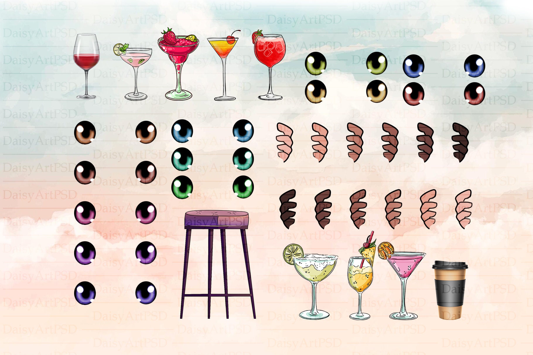 Best Friends Chibi Drinking Cocktails Clipart Besties - Etsy