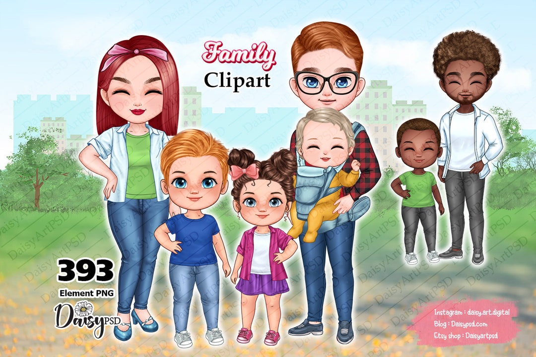 Family Clipart: Mom, Dad, Kids PNG (digital Download) - Etsy