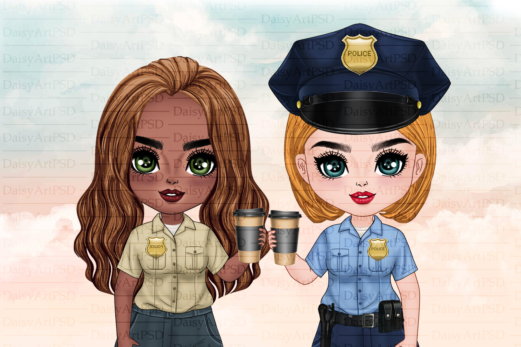 Woman Police Officers Chibi Clipart Custom Policewoman - Etsy