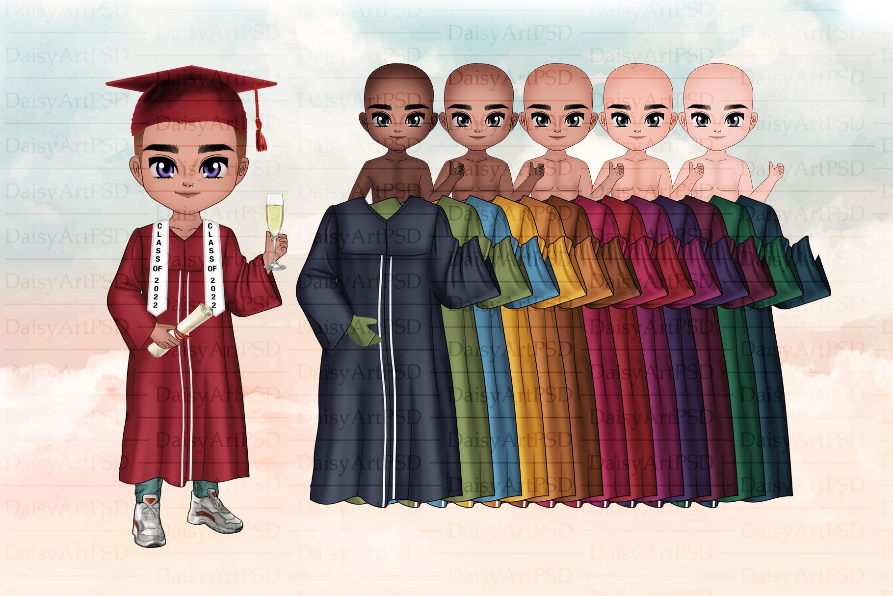 Graduation Chibi Clipart Graduating Cute Boys Graduations - Etsy