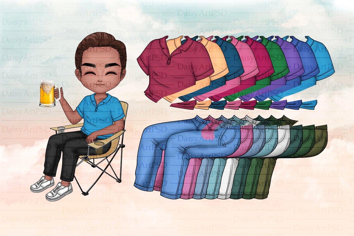 Camping Man Chibi Clipart. Camping Buddy. Summer Fashion. - Etsy