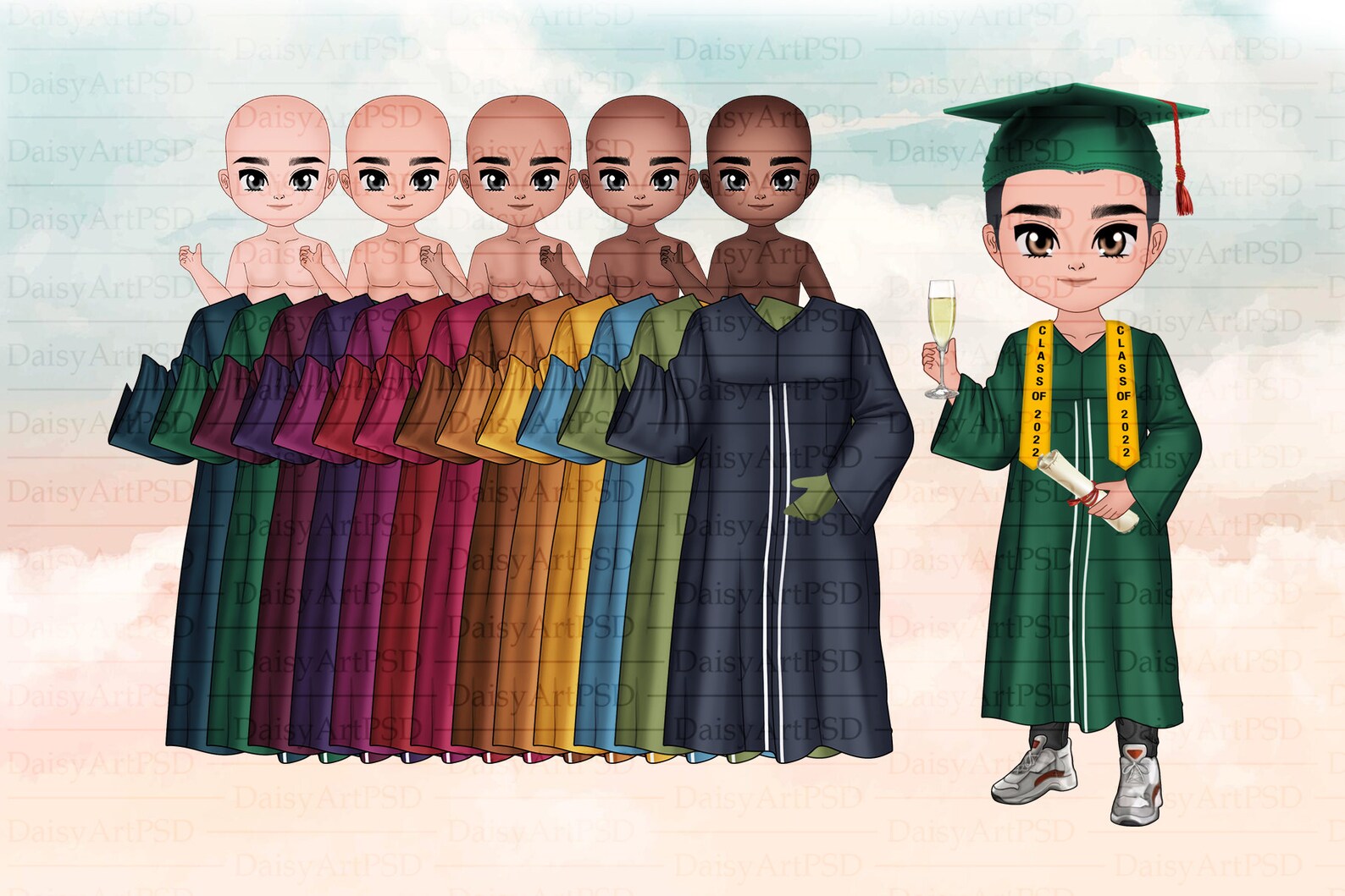 Graduation Chibi Clipart Graduating Cute Boys Graduations - Etsy