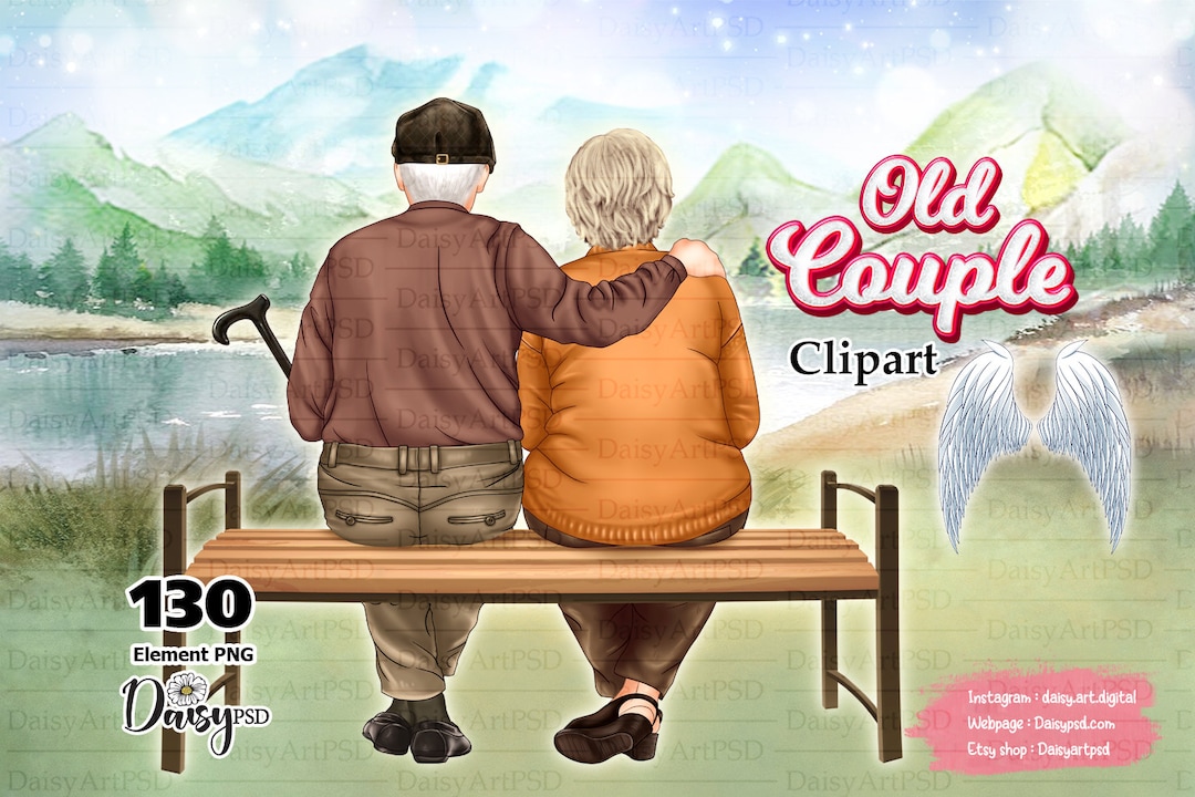 Elderly Couple Clipart: Grandpa and Grandma PNG (digital Download) - Etsy