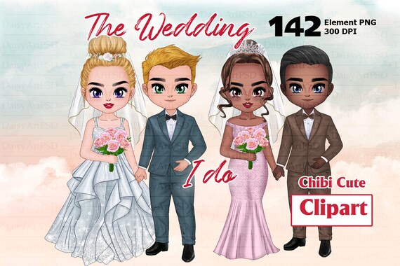 Wedding Chibi Cute Clipart Bride Clipart Couple Clipartt | Etsy Canada