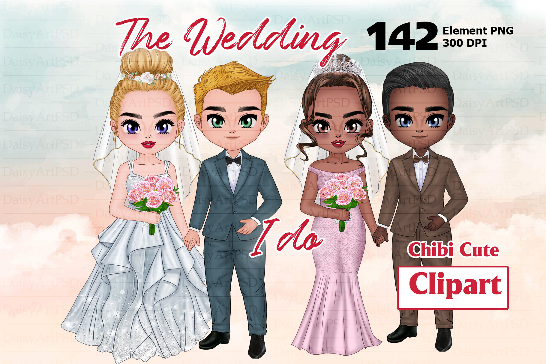 Wedding Chibi Cute Clipart Bride Clipart Couple Clipartt - Etsy