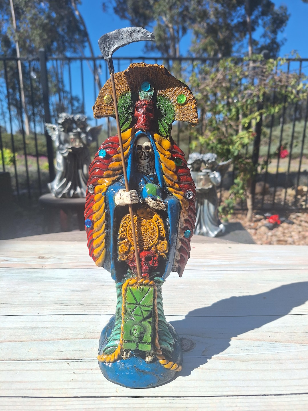 Santa Muerte Statue: Santisima Holy Death, Aztec Decor (13"x6") - Etsy