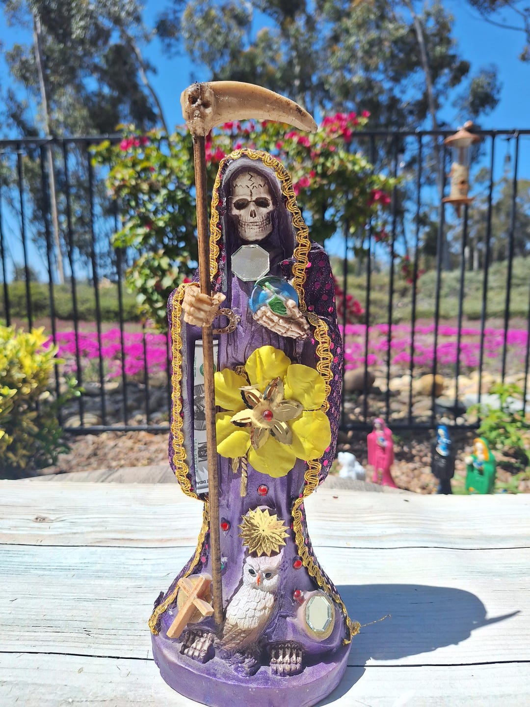 Santa Muerte Color Purple 13" Holy Death Statue / Grim Reaper/ Dressed ...