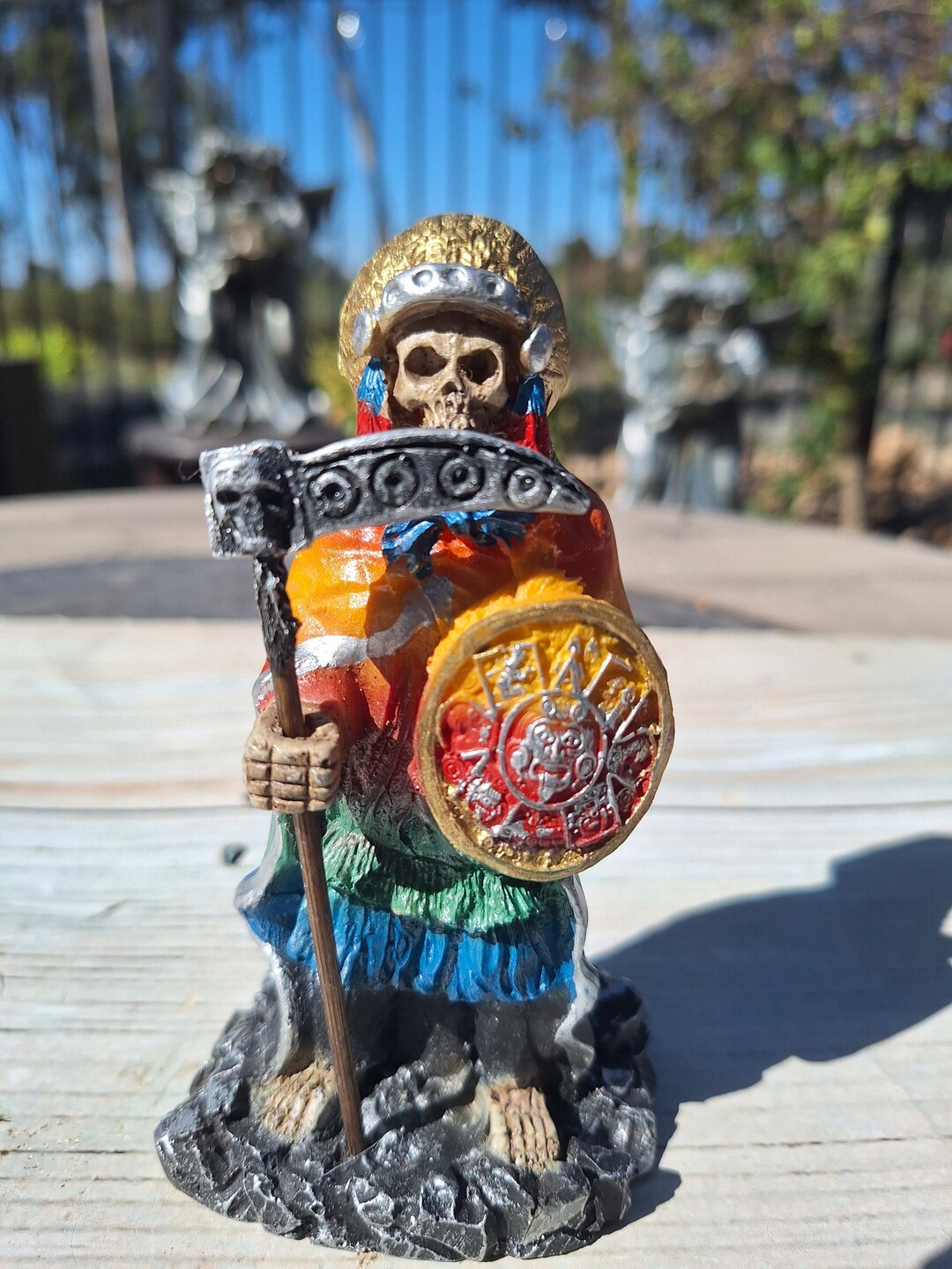 Santa Muerte Bendesida Azteca - 6" X 4" Rainbow Holy Death Fix - Grim ...
