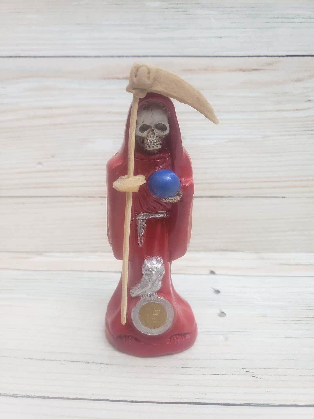 Santa Muerte Color Red 7" Holy Death Statue / Grim Reaper / Curada ...