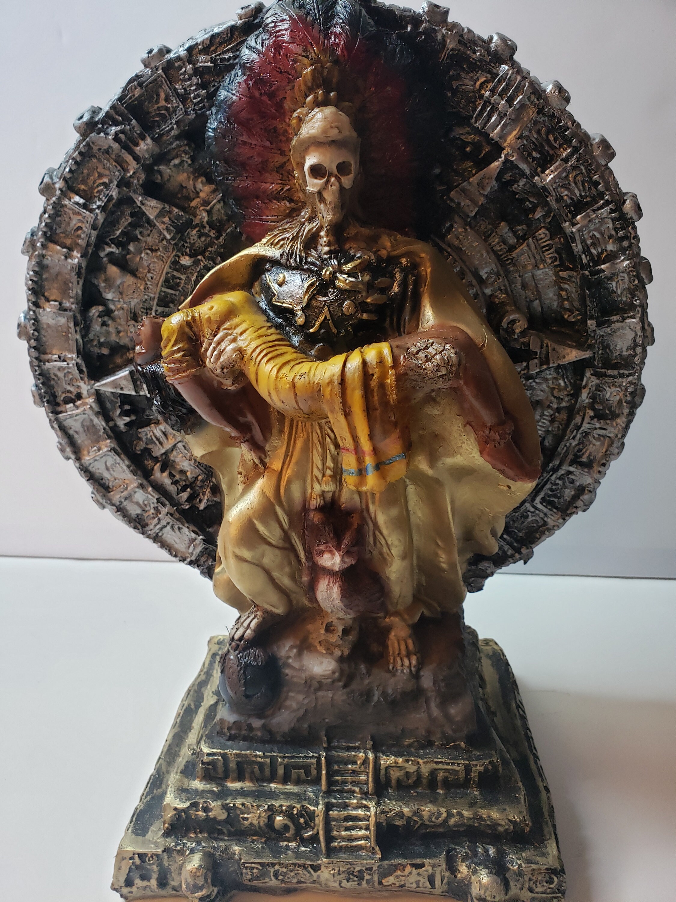 Santa Muerte Bendesida Azteca/ Aztec Calendar/holding a | Etsy