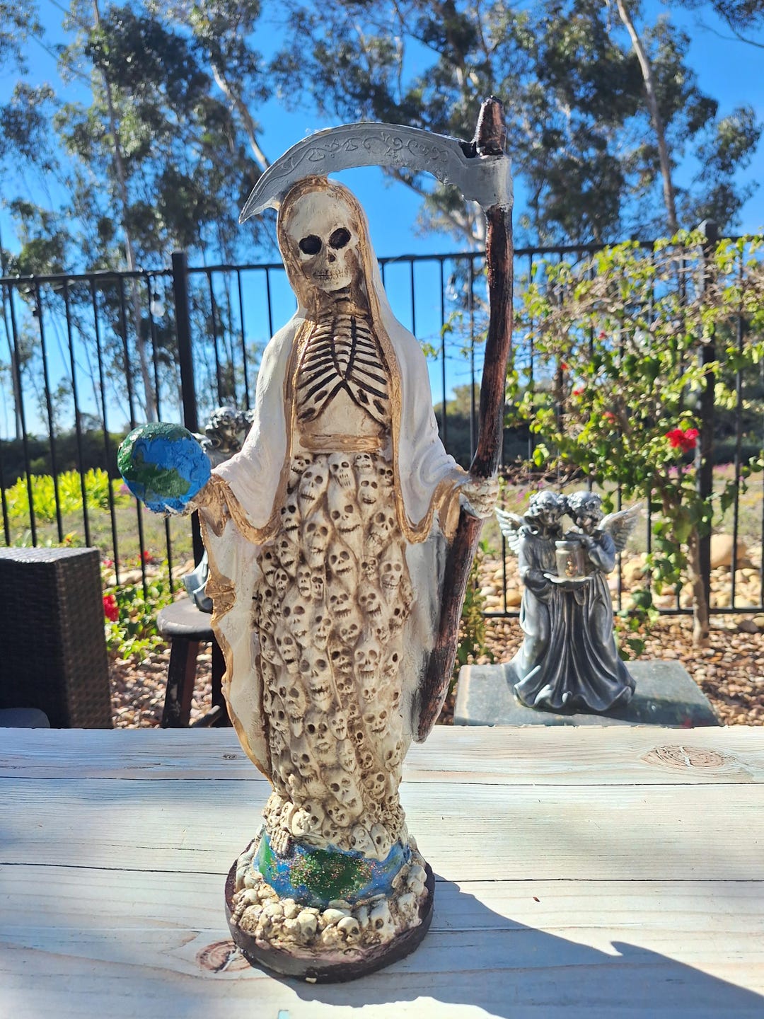 Santa Muerte Statue: Holy Death, Grim Reaper With Skulls (17") - Etsy