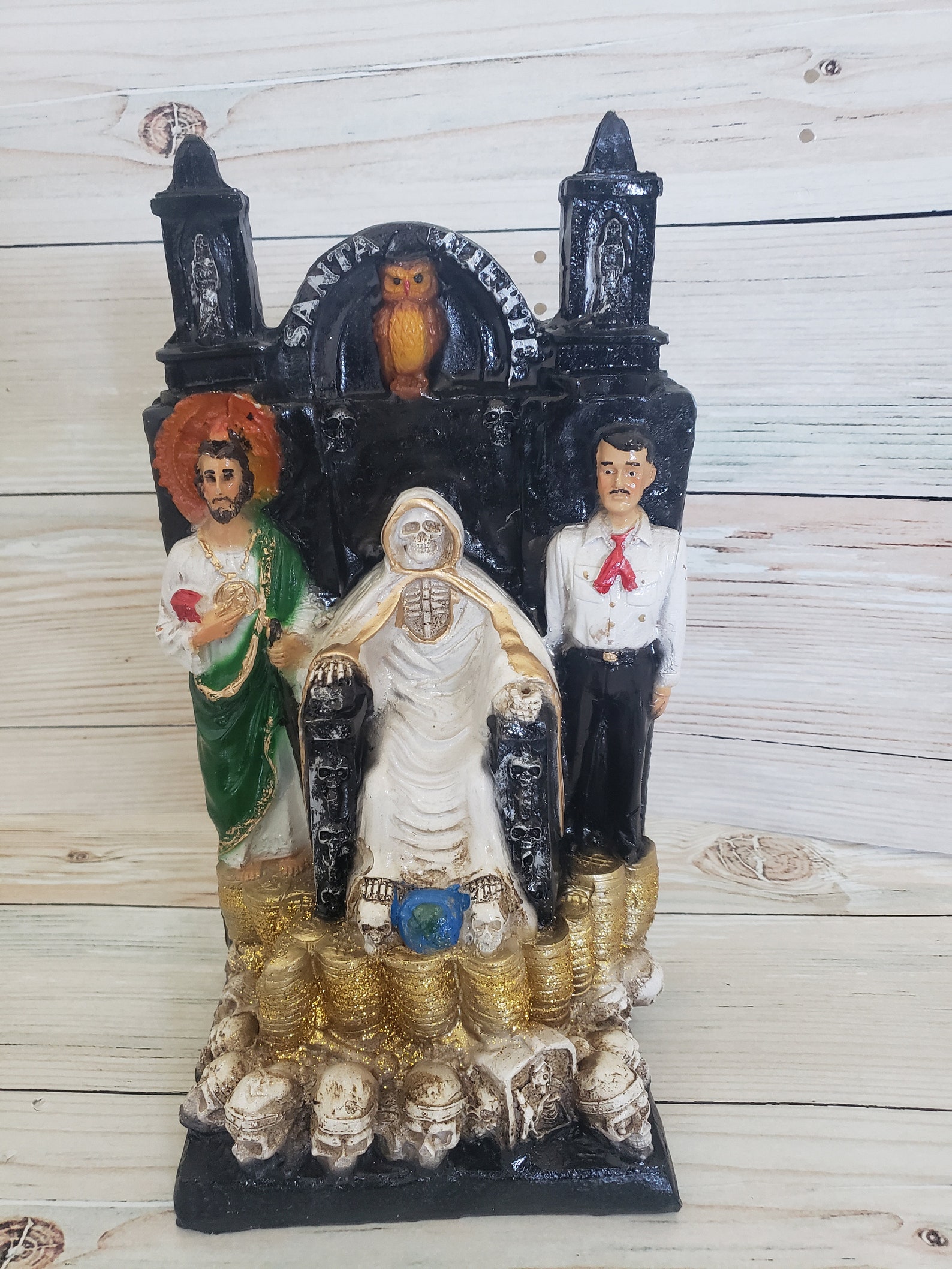 Handmade Jesus Malverde, Santa Muerte & San Judas Statue (14.5"x8") - Etsy