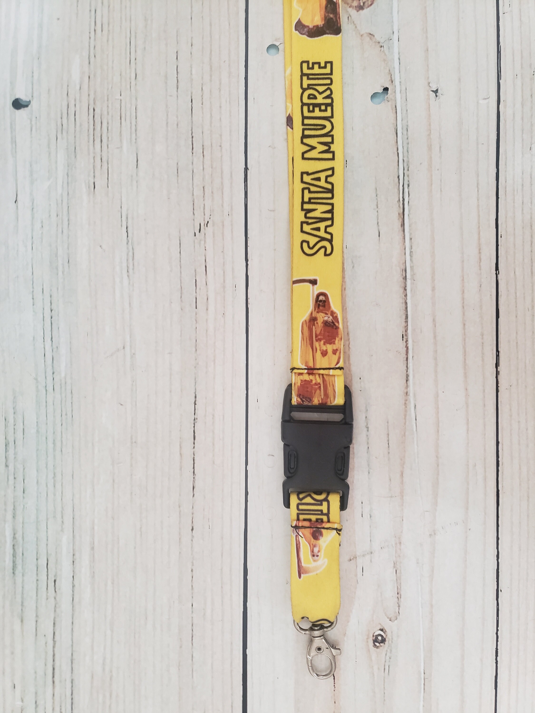 Santa Muerte Yellow Lanyard Keychain - Skinny Lady - Love - Passion ...