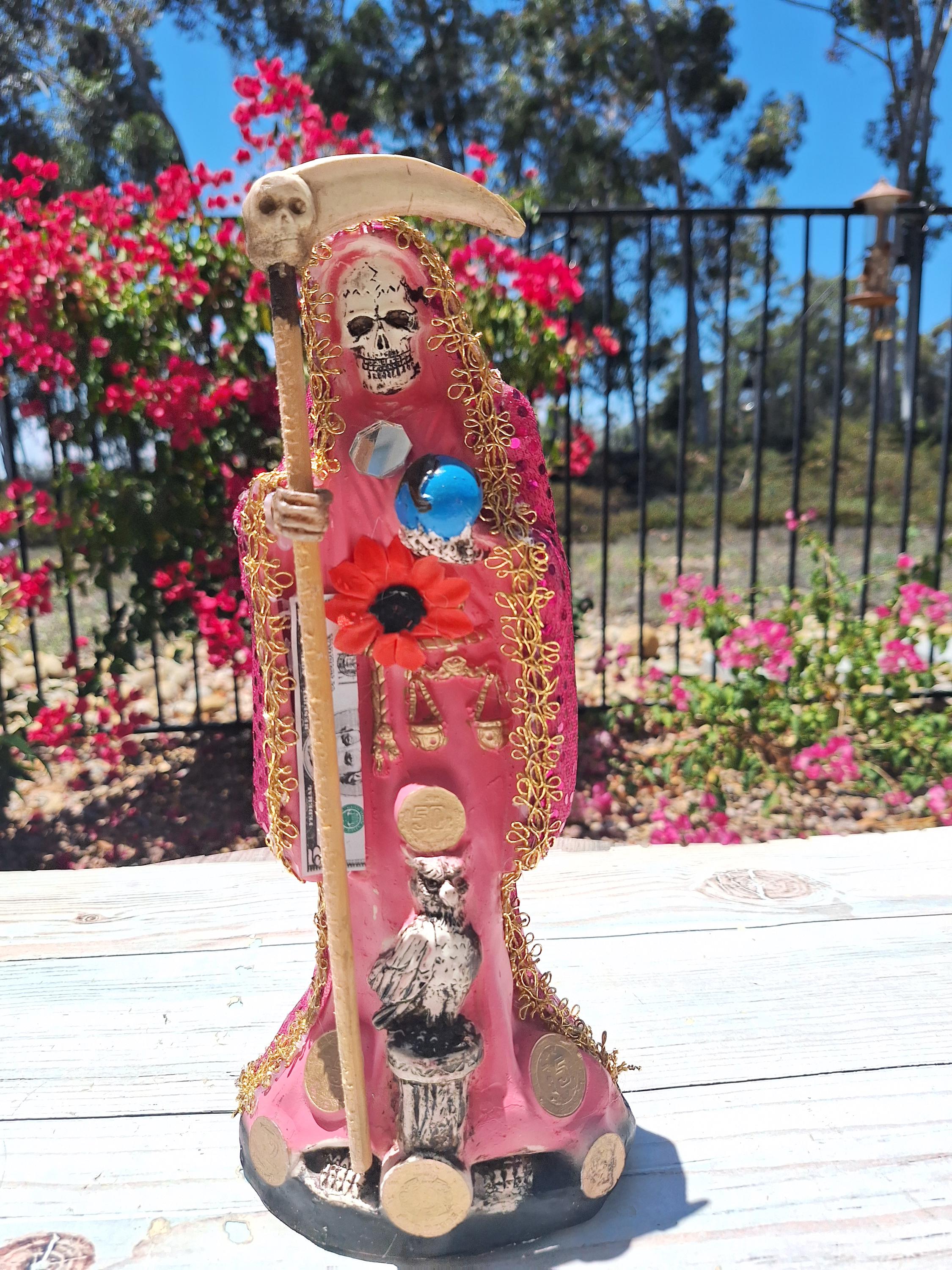 Santa Muerte Color Pink 13" Holy Death Statue / Grim Reaper/ Dressed ...