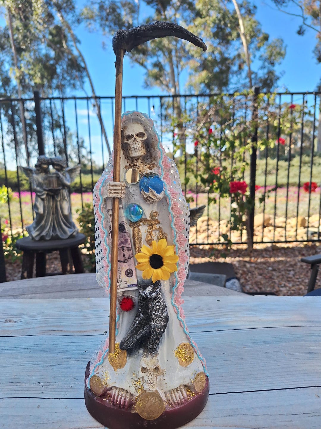 Santa Muerte Color White 13 Holy Death Statue / Grim Reaper/ Dressed ...
